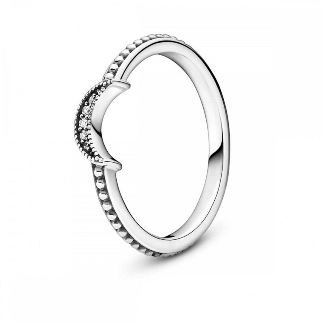 New Silver Pandora Crescent Moon Beaded Ring A Symbol of Feminine ...