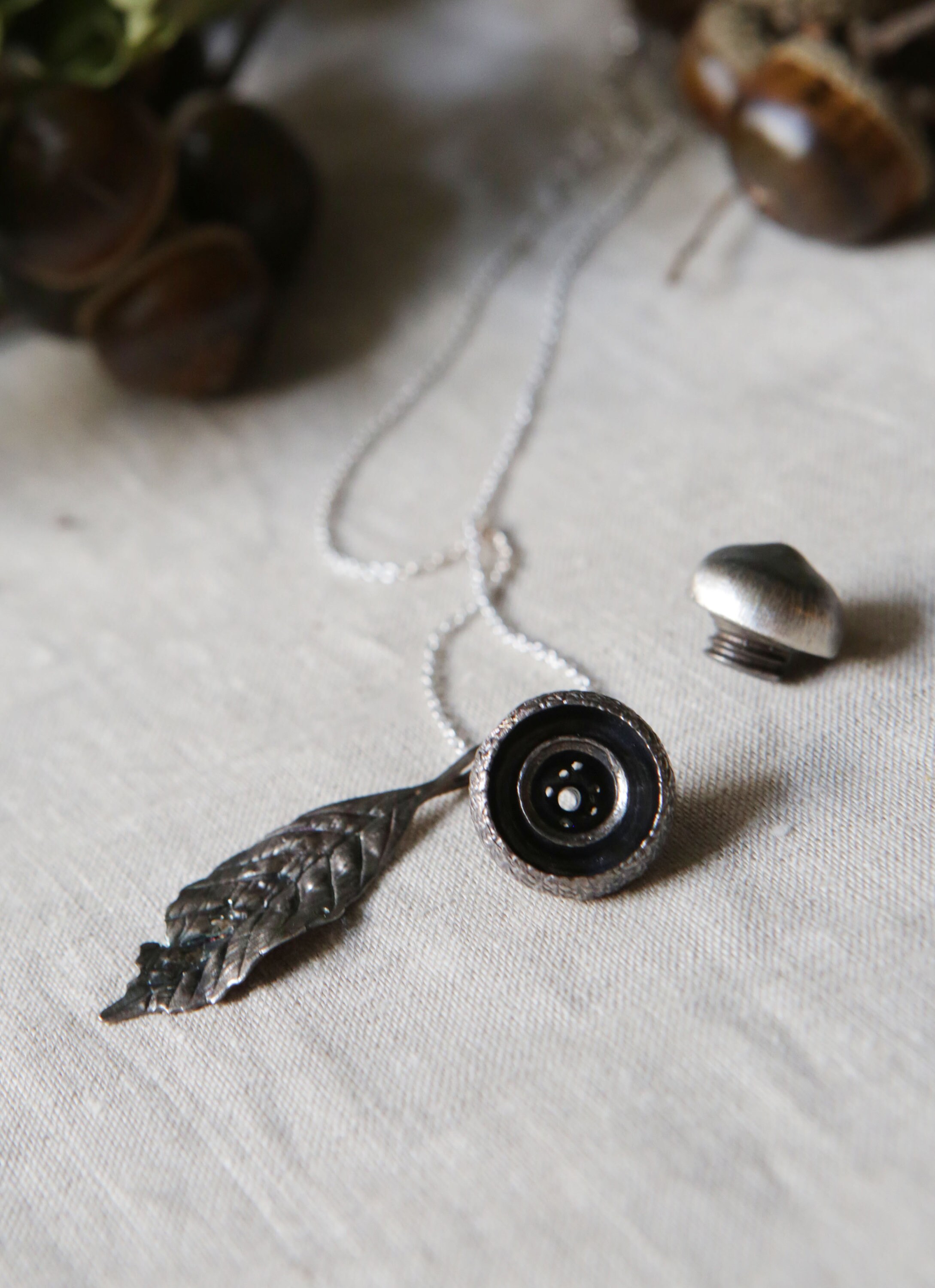 Sterling Silver Acorn Necklace With 18 Chain/ Konishii - Etsy