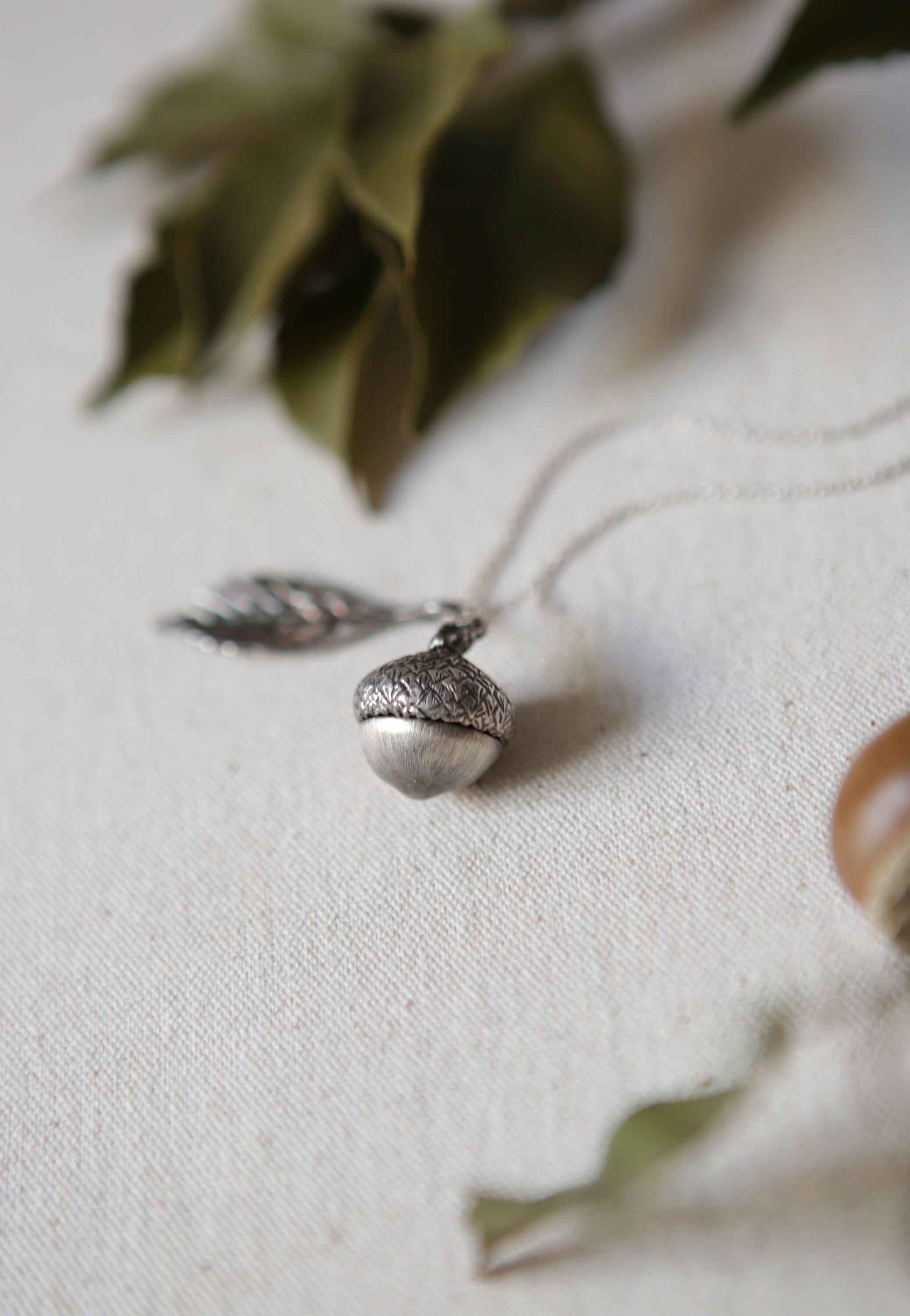 Sterling Silver Acorn Necklace With 18 Chain/ Konishii - Etsy