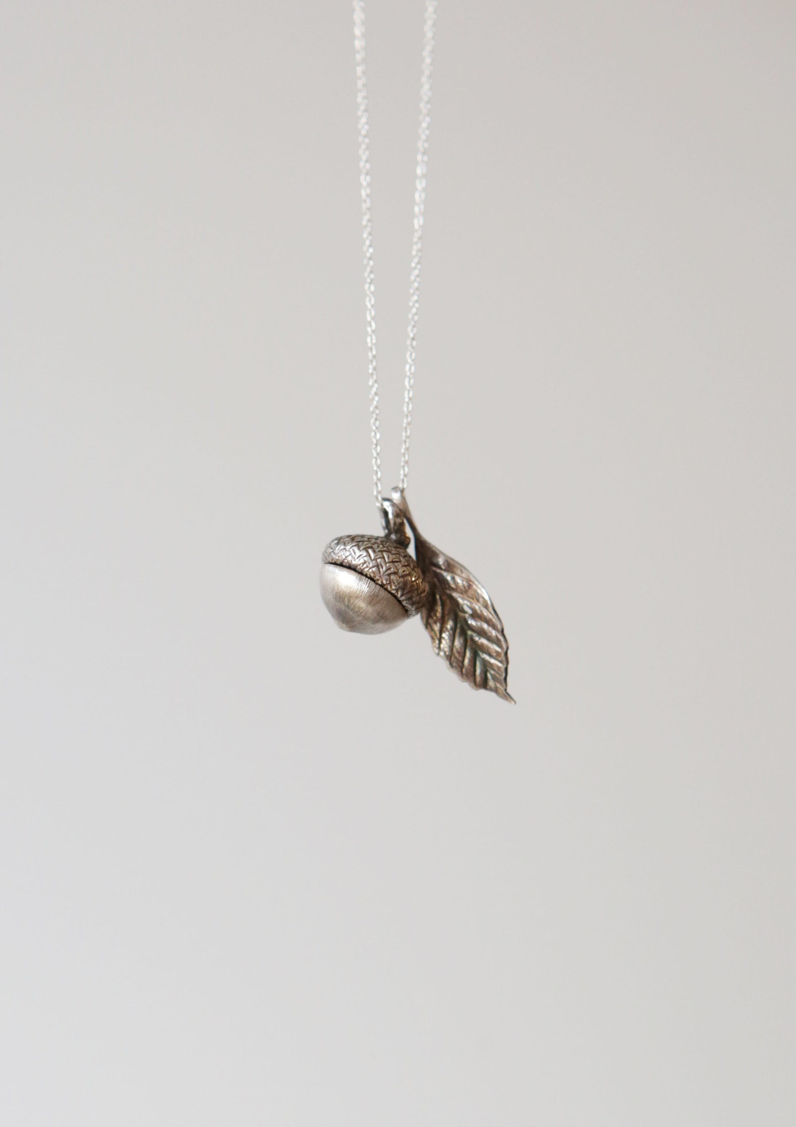Sterling Silver Acorn Necklace With 18 Chain/ Konishii - Etsy