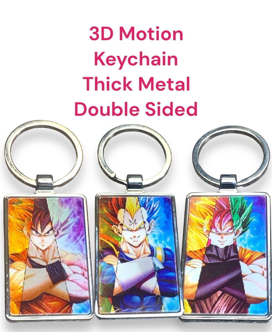 Super Goku & Vegeta Vegito Anime 3d Lenticular Motion Keychain Peeker ...