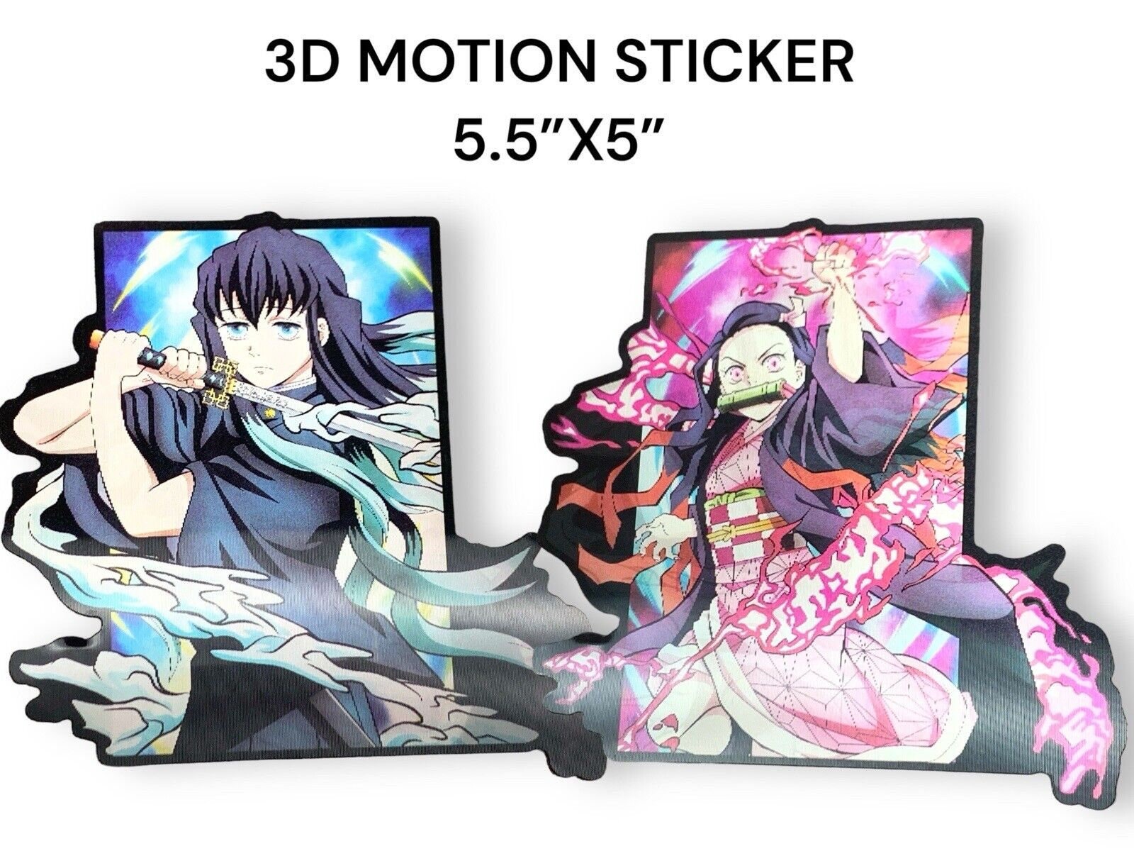 Muichiro Tokito & Nezuko Demon Slayer 3d Lenticular Motion Car Sticker ...