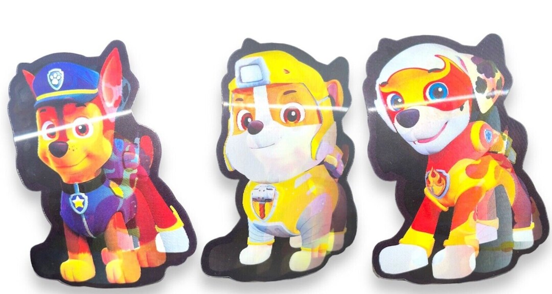 Paw Patrol 3d Lenticular Sticker Decal Chase, Rubble, Marshall & Skye 3 ...