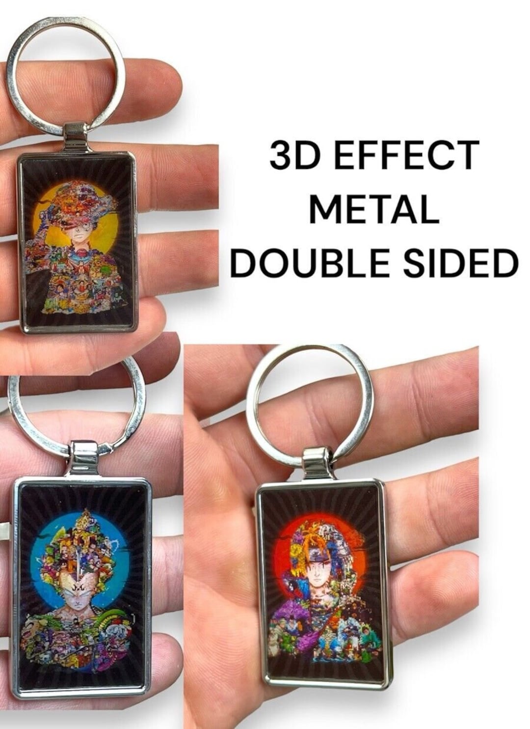 Luffy Sasuke Vegito 3d Lenticular Motion Keychain Peeker Double Sided ...