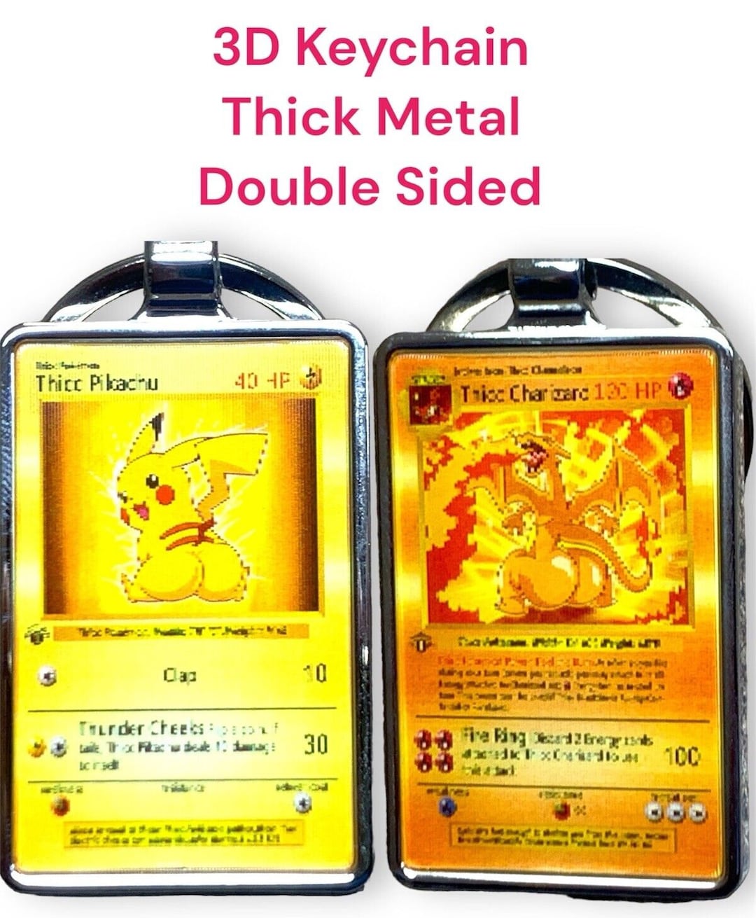 Pokemon Thicc Pikachu Thick Charizard 3d Lenticular Motion Keychain ...