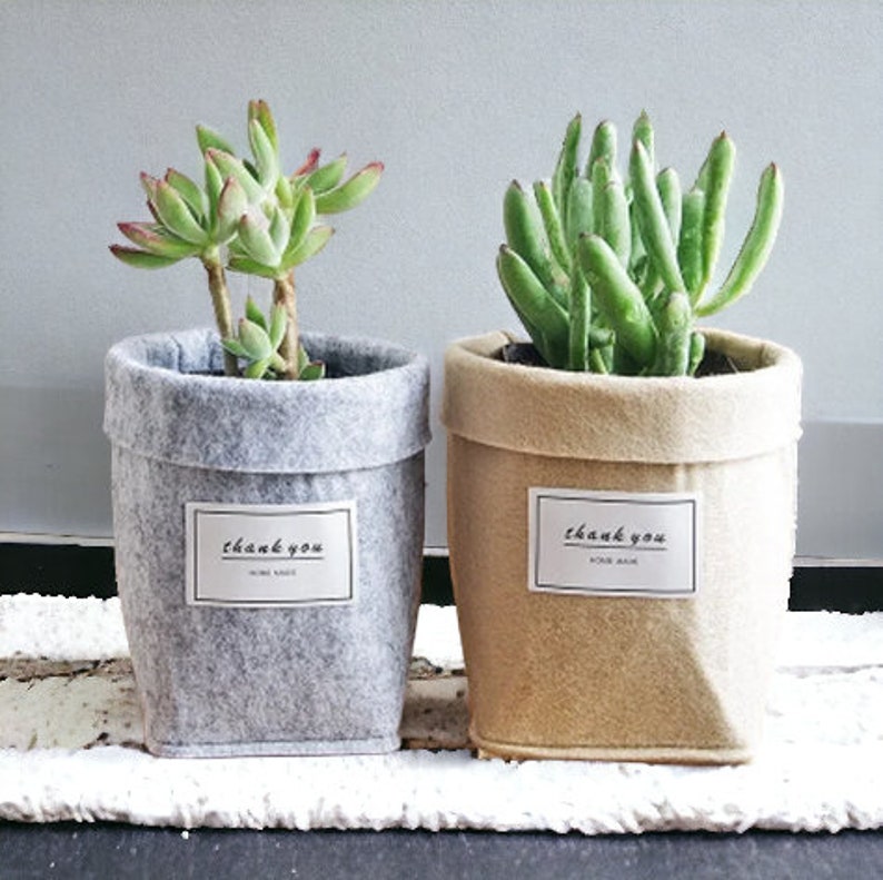 Simple Style Desktop Felt Flower Pot Gardening Plant Container Bag ...
