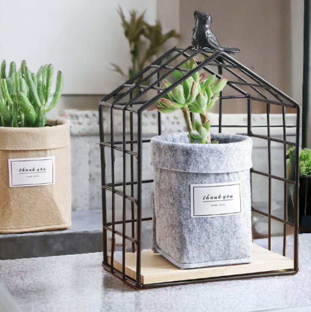 Simple Style Desktop Felt Flower Pot Gardening Plant Container Bag ...