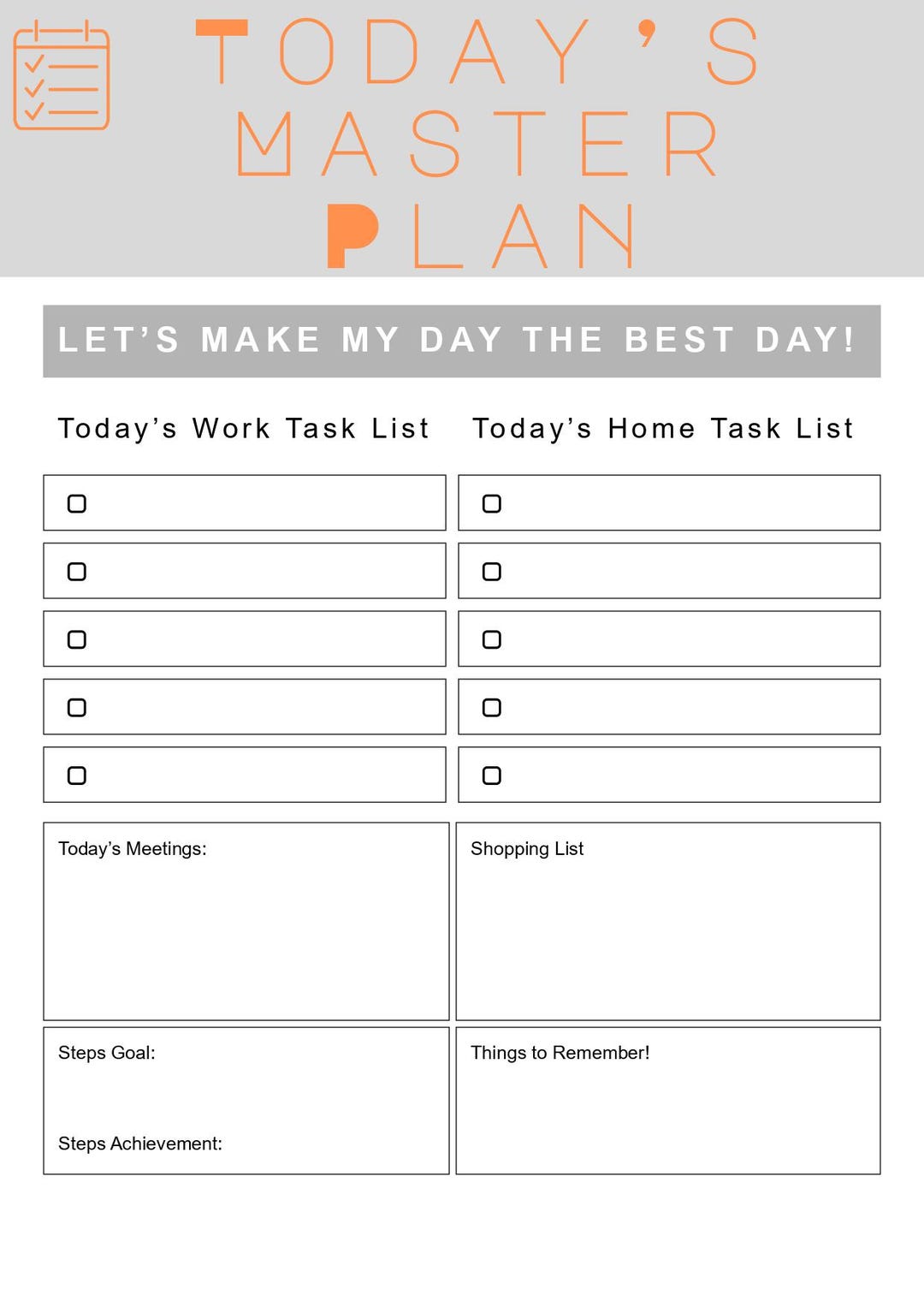 Today's Master Plan to Do List - Etsy