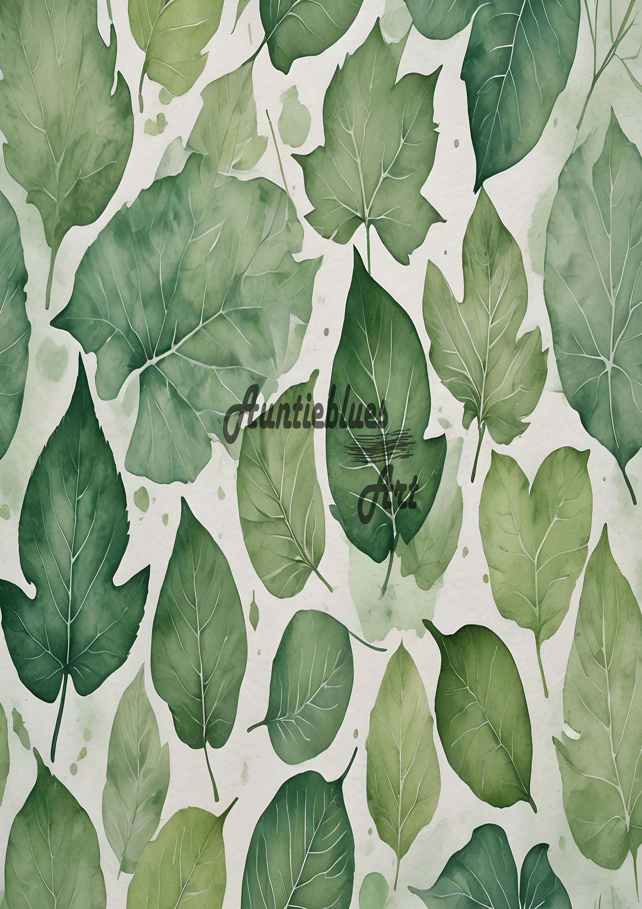 Green Leaves Digital Paper. Printable Collage Sheet for Your Junk ...