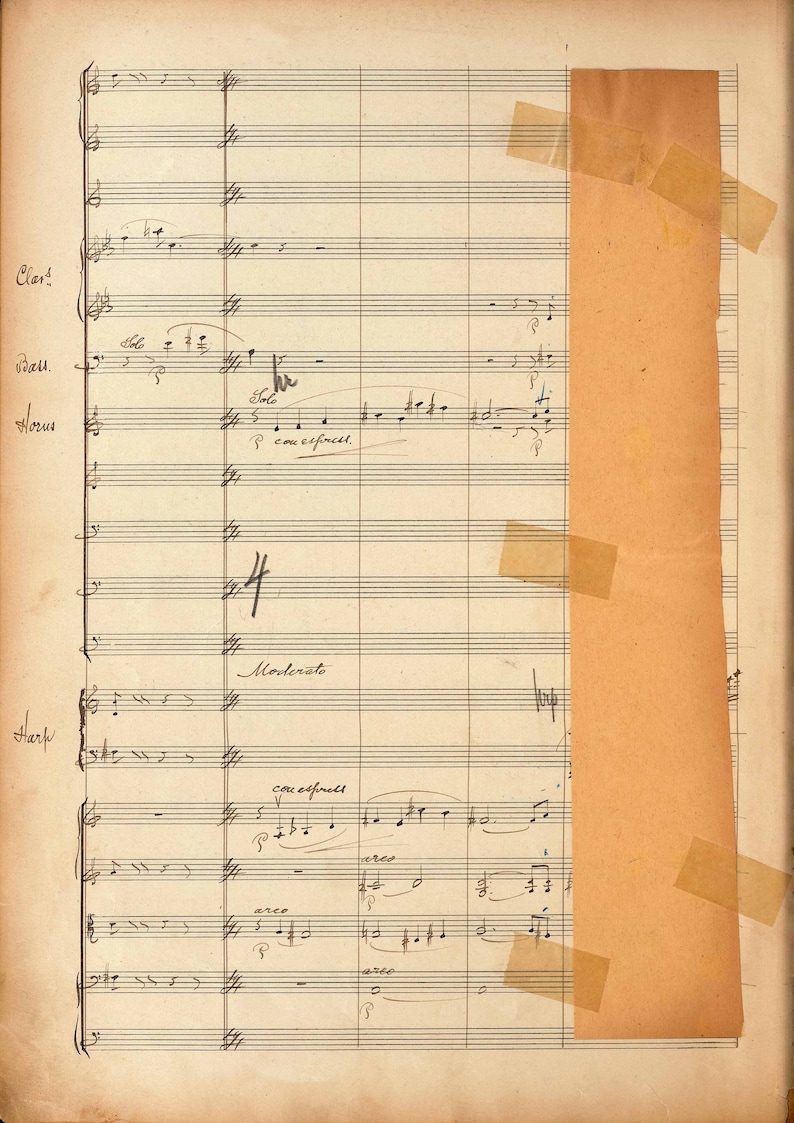 Vintage Old Music Notes Digital Paper. Printable Historical Document ...