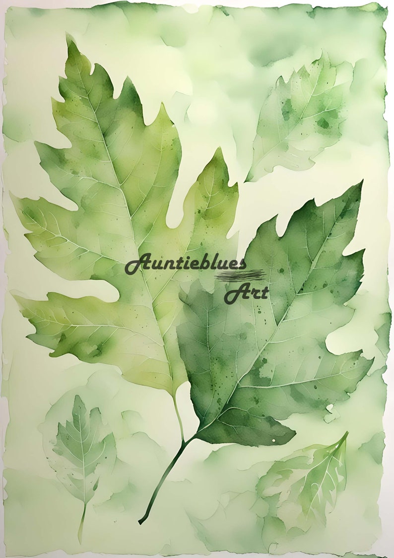 Grunge Green Leaves Digital Paper. Shabby Garden Junk Journal or Any ...