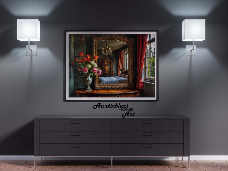 Pintura boudoir renascentista. Pôster de quarto vitoriano estilo rococó ...