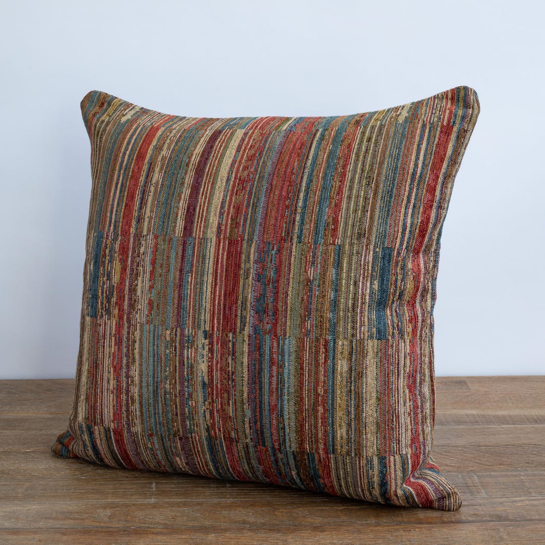 Abstract Multi-color Pillow Cover: Red, Tan, Teal Blue Cotton-blend ...