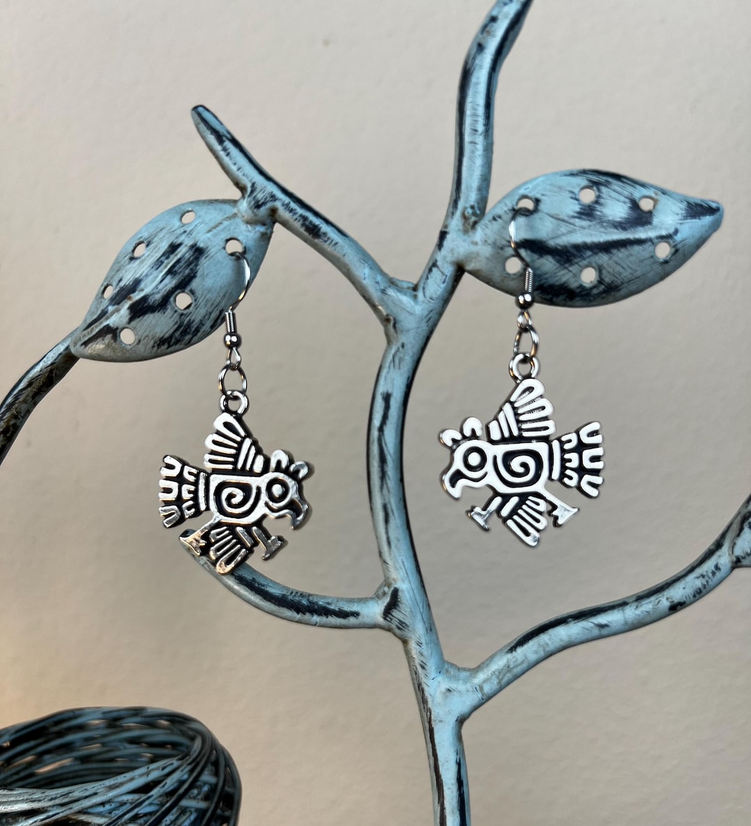 Aztec Mexican Silver Spirit Bird Earrings, Necklace and Combo Set - Etsy