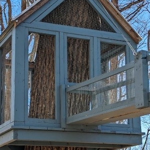 Catio With Catwalk and "treehouse", Detailed Plans Outdoor Cat House ...