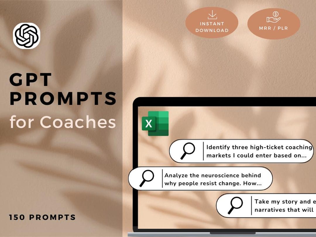 GPT Prompts for Coaches | 150 Coaching Prompts for Chatgpt | Excel ...