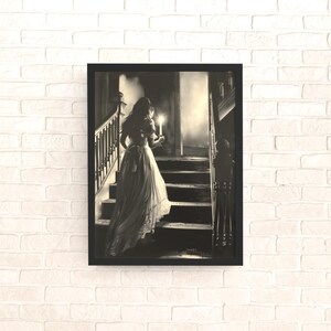 Candlelight Ascent | Gothic Staircase Scene | Victorian Sepia Print ...