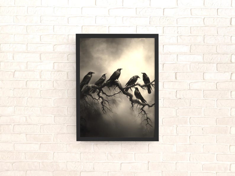 Gathering of Crows | Gothic Bird Silhouettes | Dark Nature Art | Spooky ...