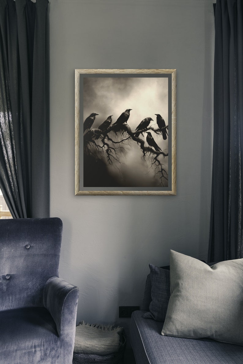 Gathering of Crows | Gothic Bird Silhouettes | Dark Nature Art | Spooky ...