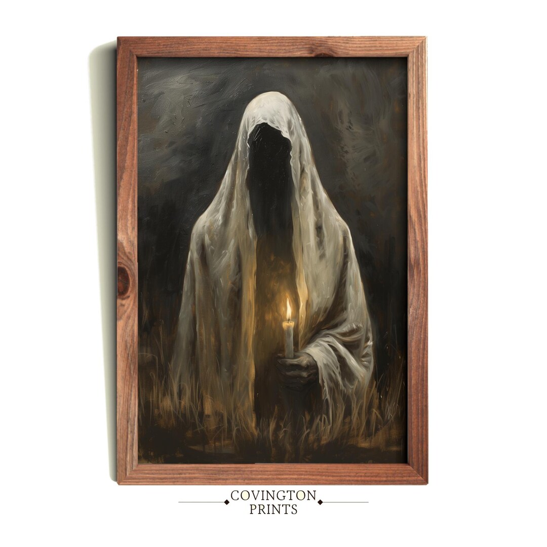 Gothic Ghost Art | Dark Robed Figure With Candle | Spooky Victorian ...