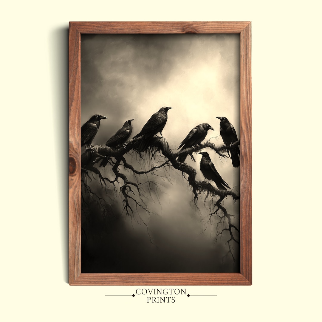 Gathering of Crows | Gothic Bird Silhouettes | Dark Nature Art | Spooky ...
