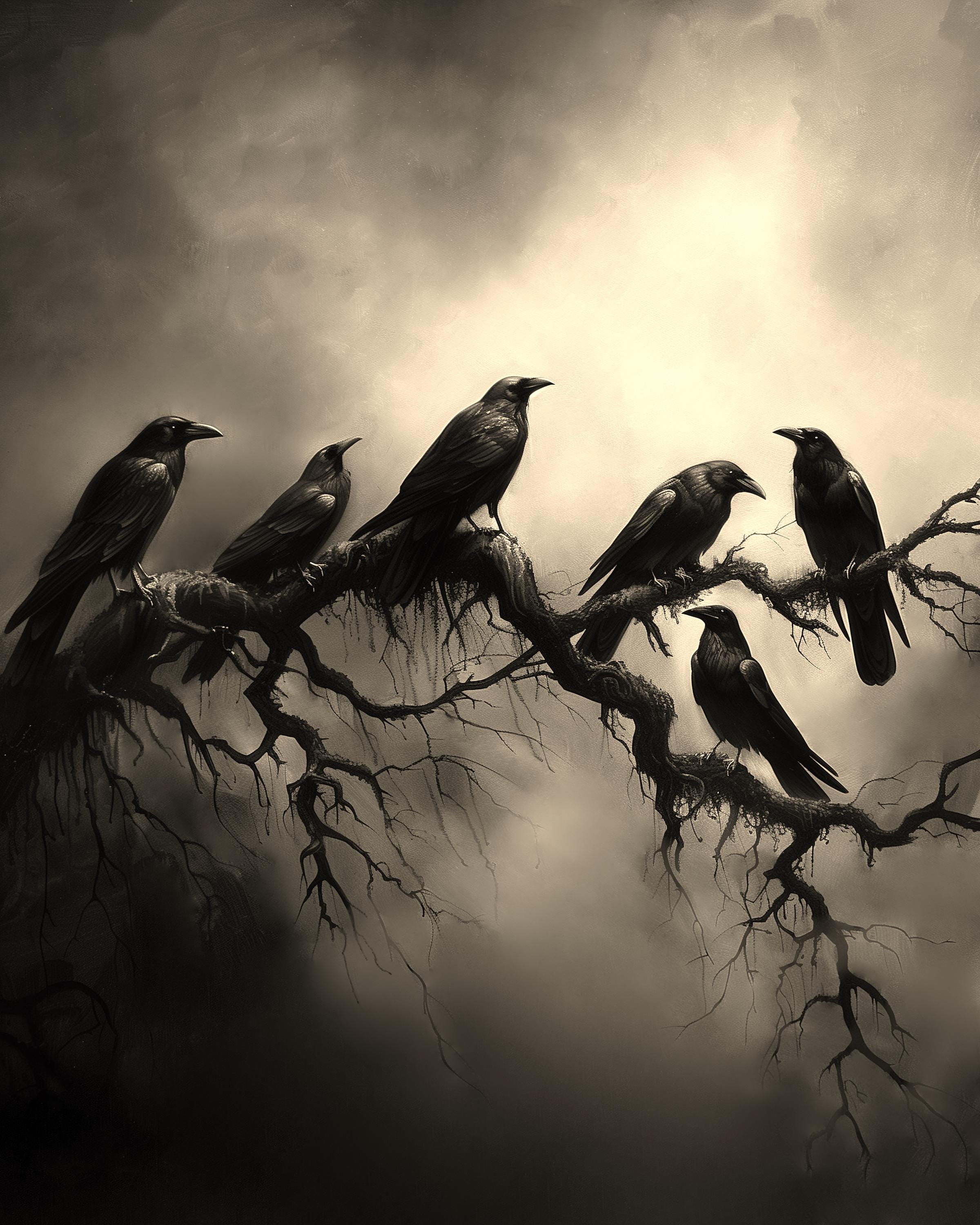 Gathering of Crows | Gothic Bird Silhouettes | Dark Nature Art | Spooky ...