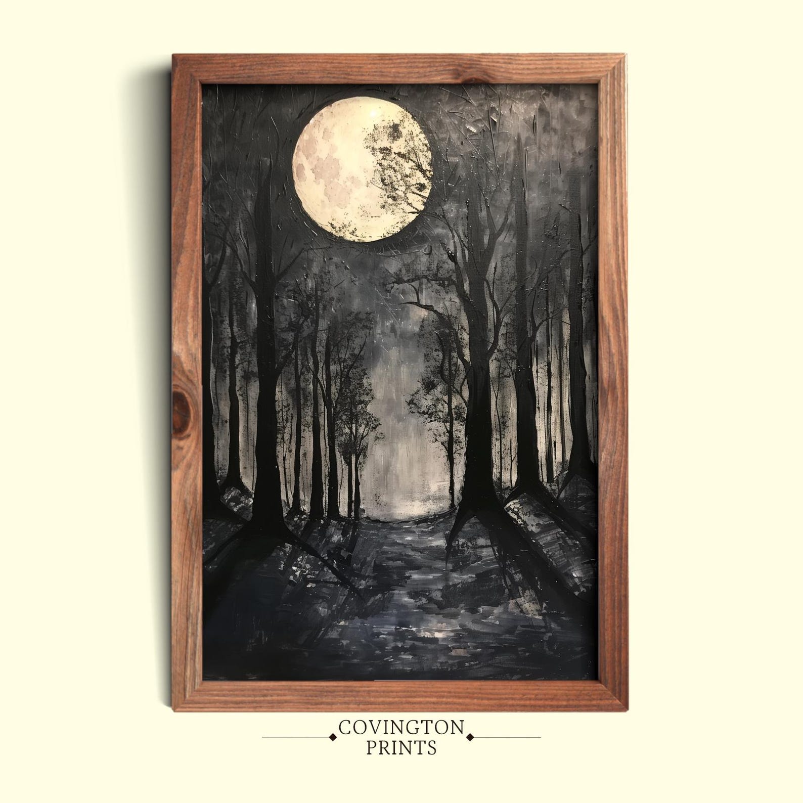 Moonlit Forest Path | Dark Woods Night Scene | Gothic Nature Wall Art ...