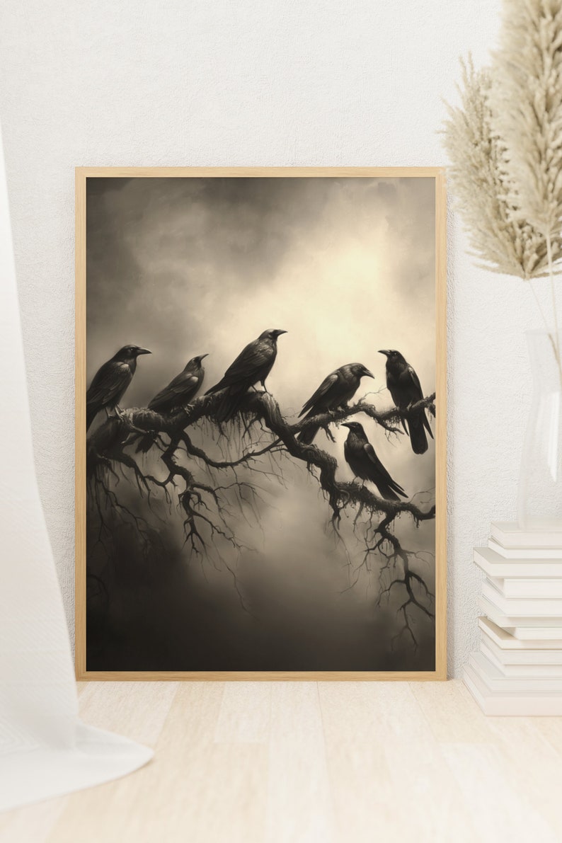 Gathering of Crows | Gothic Bird Silhouettes | Dark Nature Art | Spooky ...