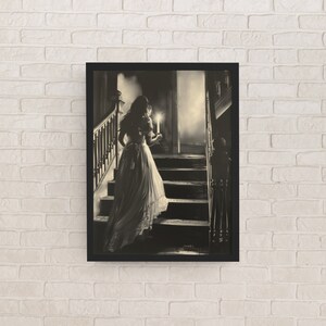 Candlelight Ascent Gothic Staircase Scene Victorian Sepia Print ...