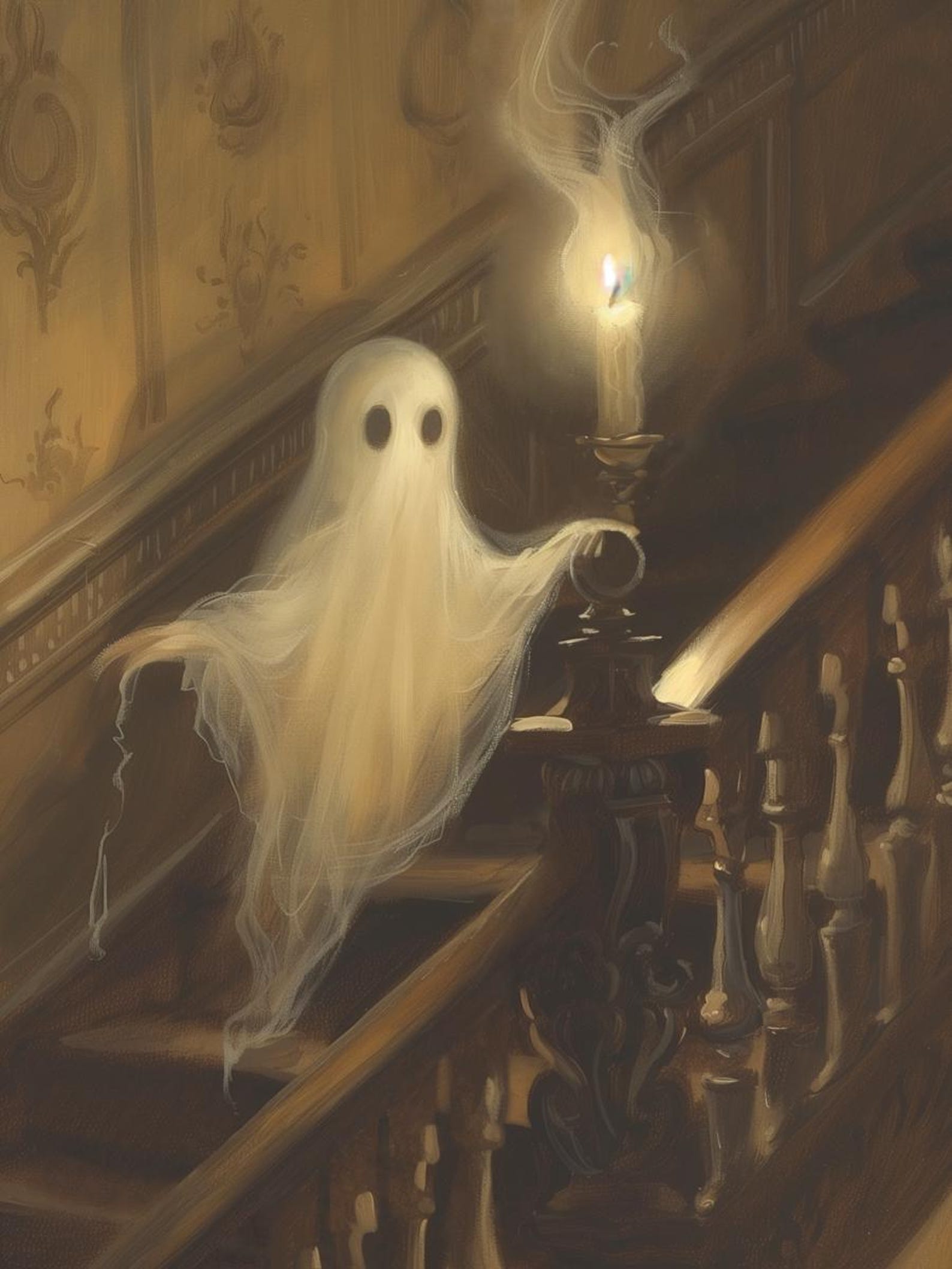 Victorian Ghost Print | Haunted Staircase Art | Gothic Ghost With ...