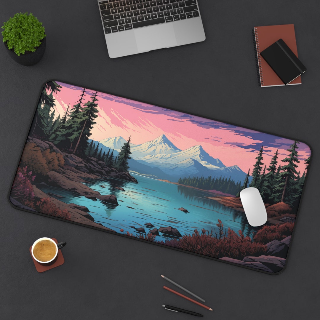 Mountain Desk Pad Wilderness Desk Décor, Mountain Range Desk Pad, Large ...