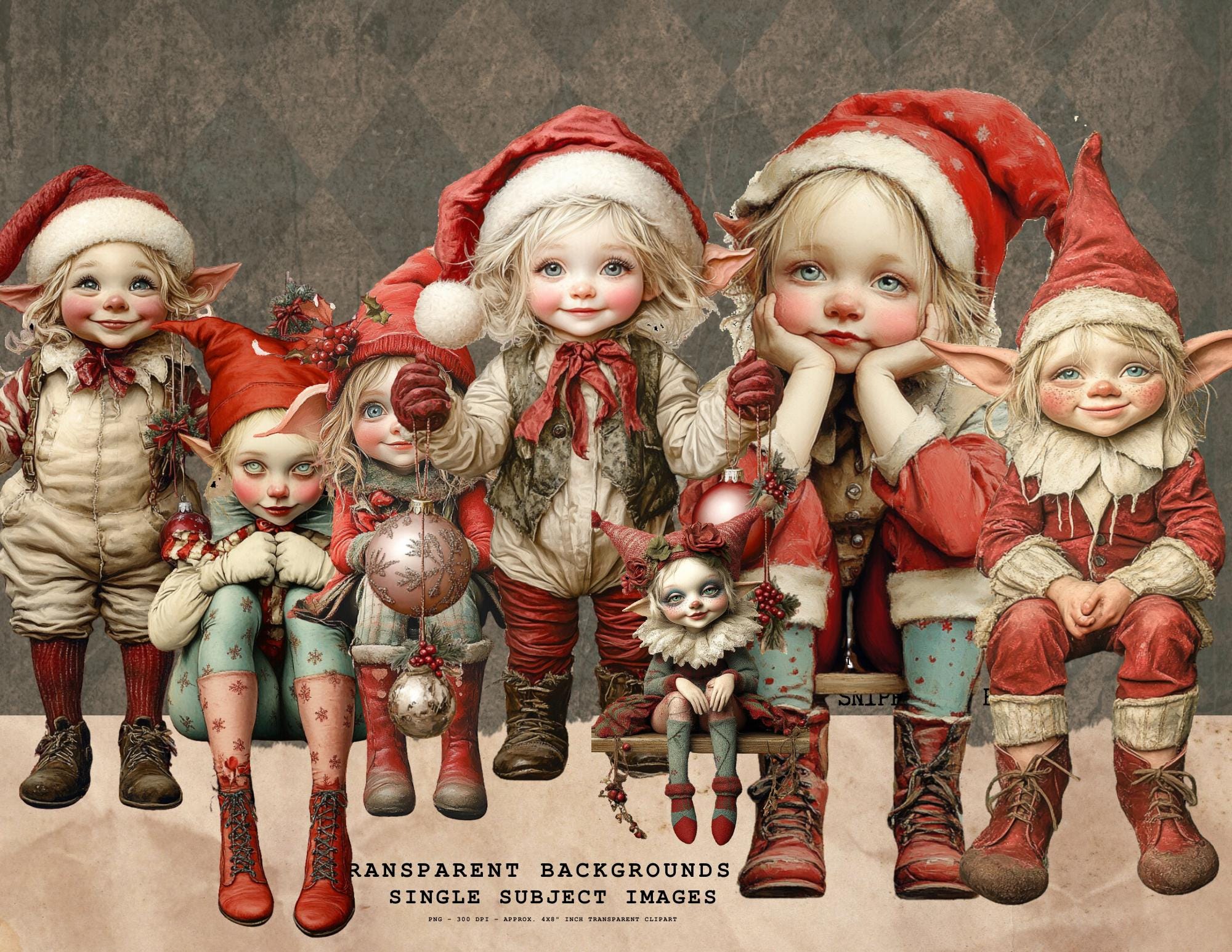 Vintage Christmas Elf PNG Clipart: Holiday Digital Art (300 Dpi) - Etsy