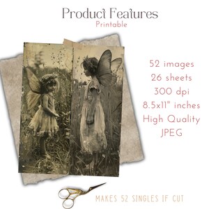 Little Vintage Fairy Junk Journal Paper, Vintage Fairy Images for Junk ...