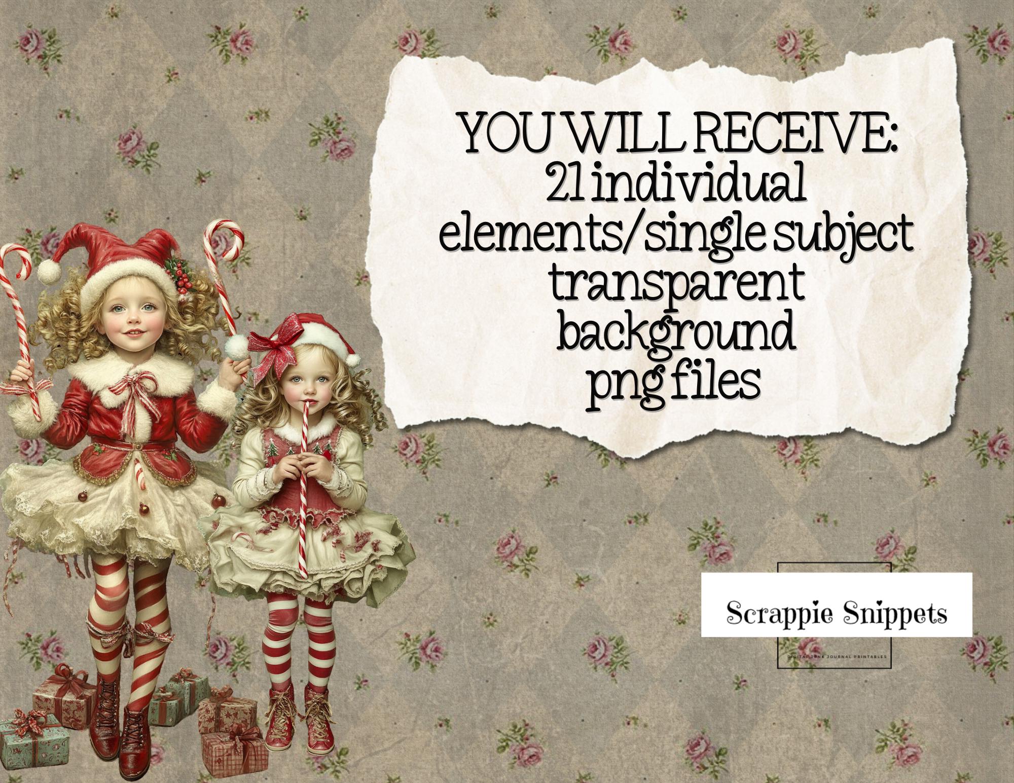 Vintage Candy Cane Girl PNG Clipart, Christmas Clip Art, Single Subject ...
