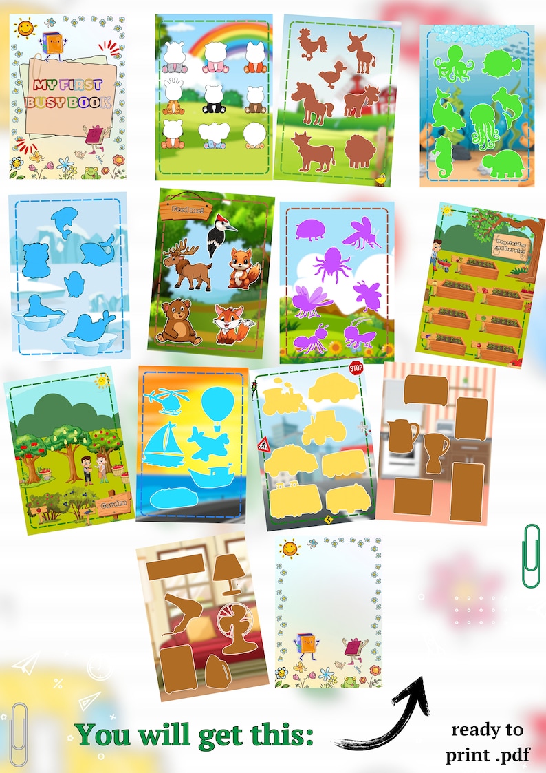 Velcro Game, Busy Book, Printable Worksheets, Educational Games, Child ...