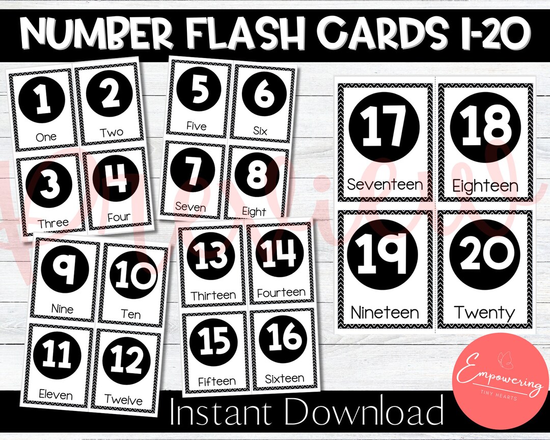 Number Flash Cards 1-20 - Etsy