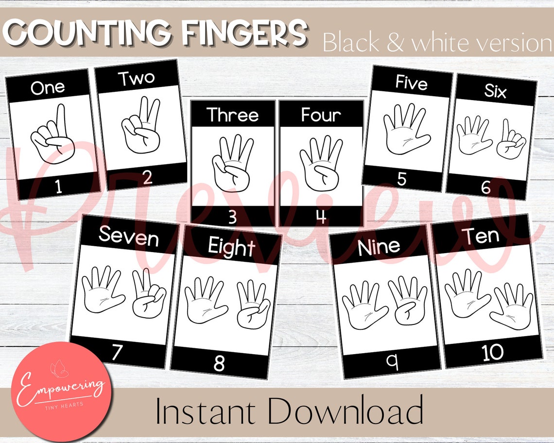 Counting Fingers Number Cards 1-10 - Etsy