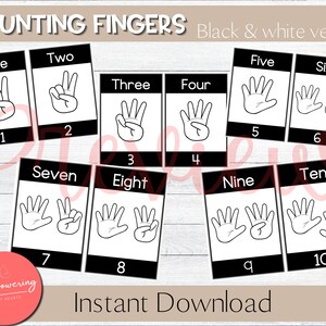 Counting Fingers Number Cards 1-10 - Etsy