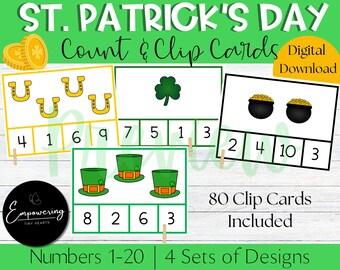 St. Patrick's Day Count and Clip Cards | Printable Math Activity for ...