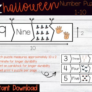 Halloween Number Matching Puzzles - Etsy