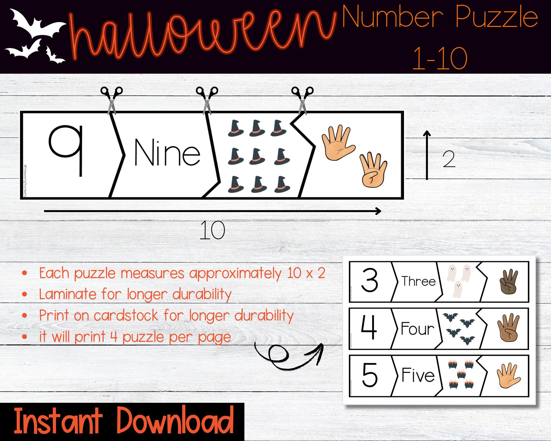 Halloween Number Matching Puzzles - Etsy