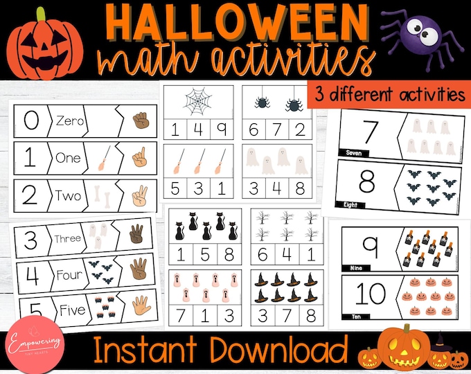 Halloween Number Matching Puzzles - Etsy
