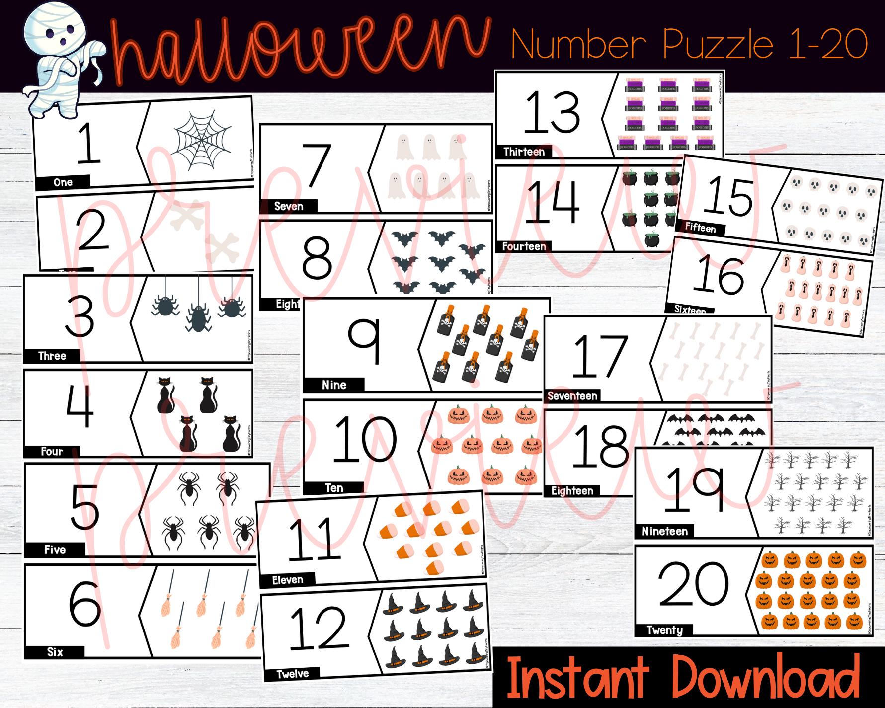 Halloween Number Matching Puzzles - Etsy