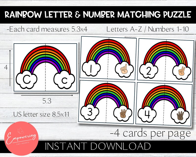 Rainbow Alphabet & Number Matching Puzzle - Etsy