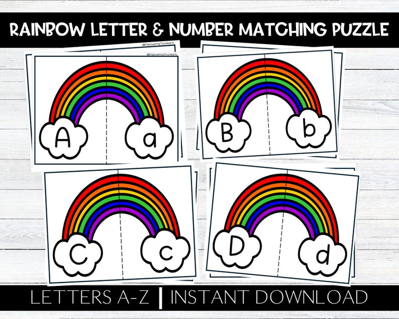 Rainbow Alphabet & Number Matching Puzzle - Etsy