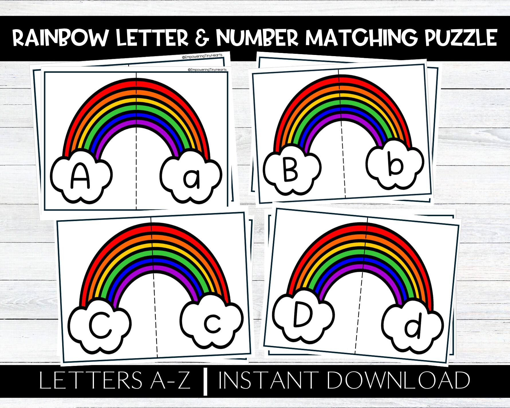 Rainbow Alphabet & Number Matching Puzzle - Etsy