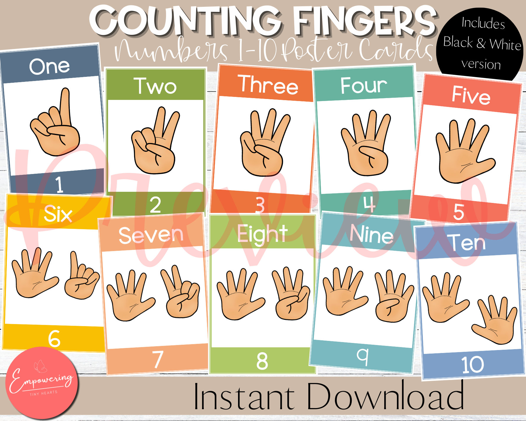 Counting Fingers Number Cards 1-10 - Etsy