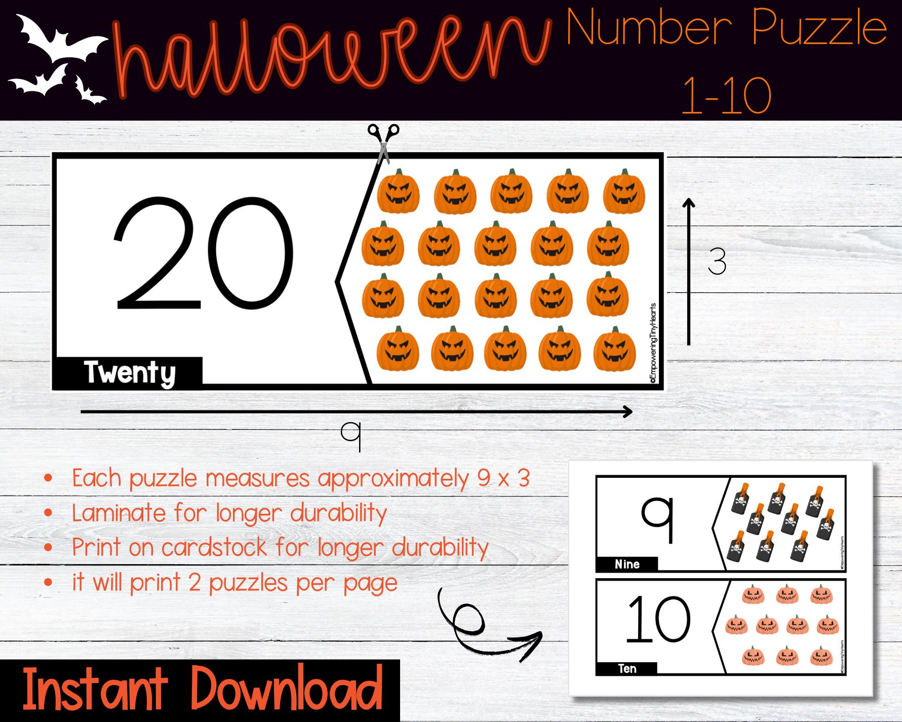 Halloween Number Matching Puzzles - Etsy