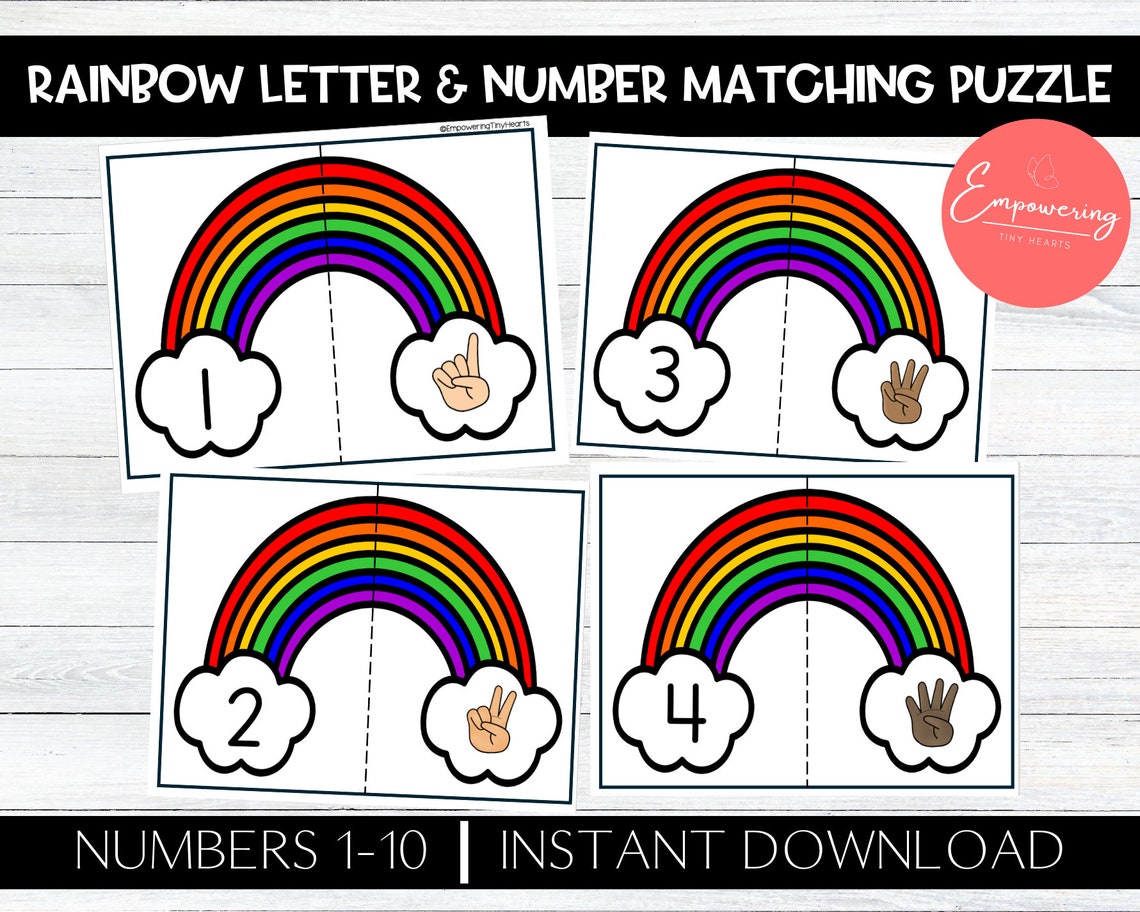 Rainbow Alphabet & Number Matching Puzzle - Etsy