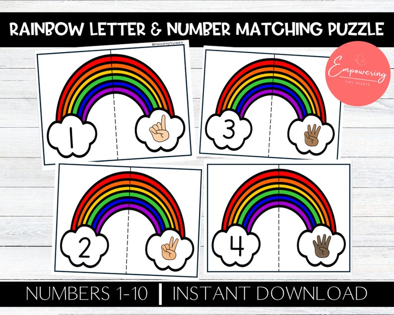 Rainbow Alphabet & Number Matching Puzzle - Etsy